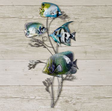 Crab Duo Indoor Outdoor Metal and Glass Coastal Wall Art