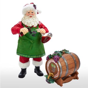 Kurt Adler Fabriche Making Spirits Bright Wine Santa Figurine
