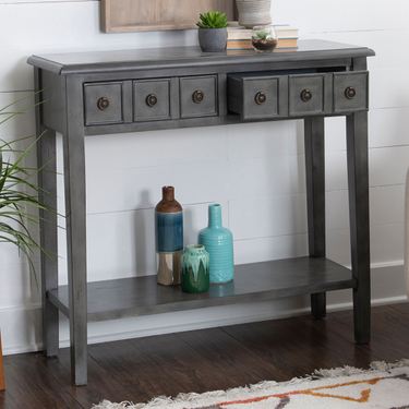 Harlow 60 Inch Long Wooden Console Table with Drawers and Shelf