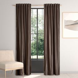 Valencia Wide Tailored Curtain Pair Mocha 100 x 84 | Touch of Class