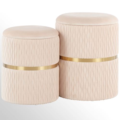 Sylvia Cinch Velvet Upholstered Nested Storage Ottoman Set