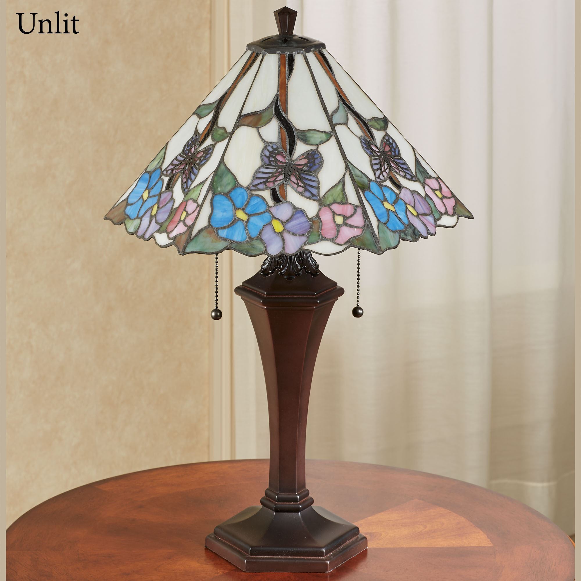 Garden Bliss Butterfly Floral Stained Glass Table Lamp