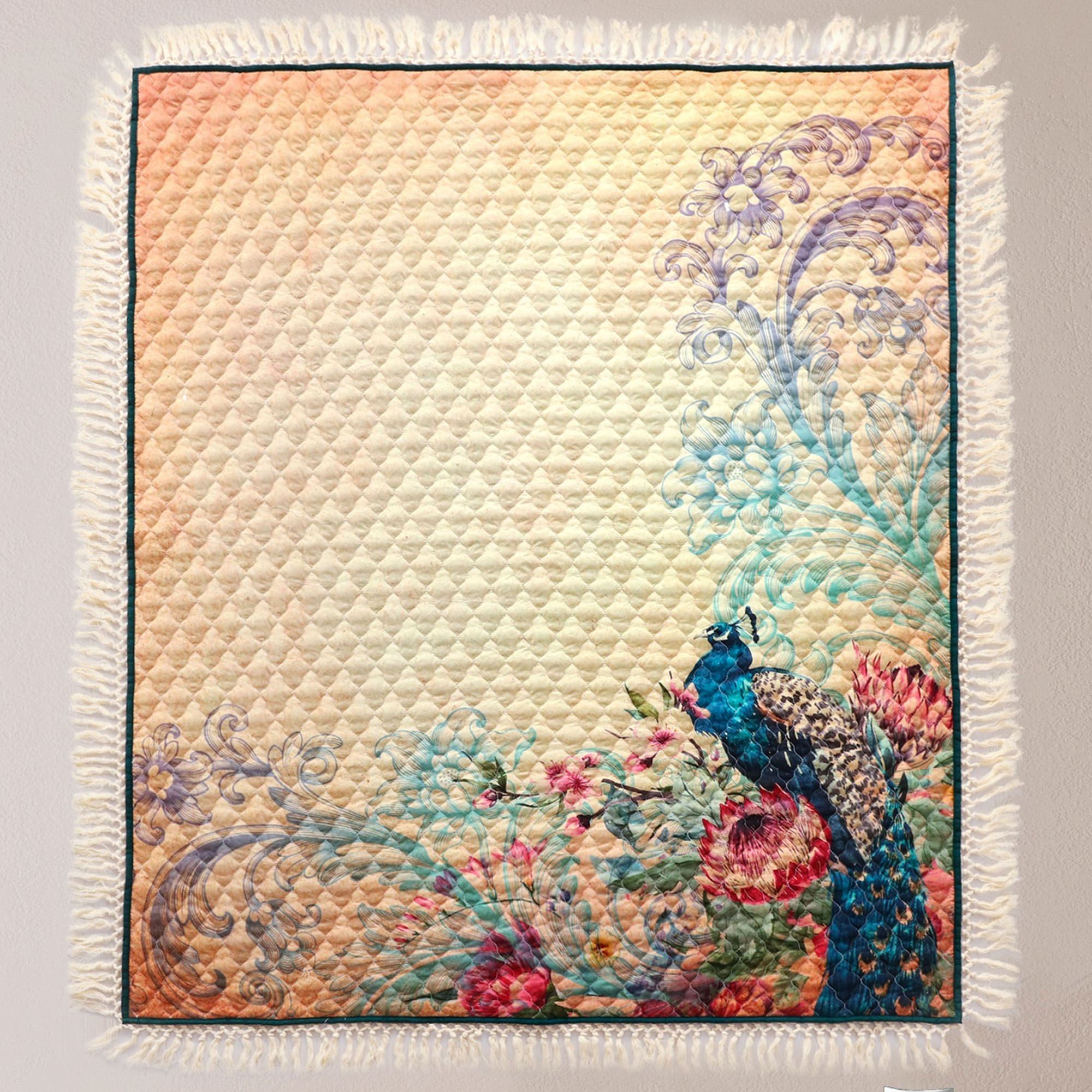 Eden Peacock Fringed Quilted Throw Blanket