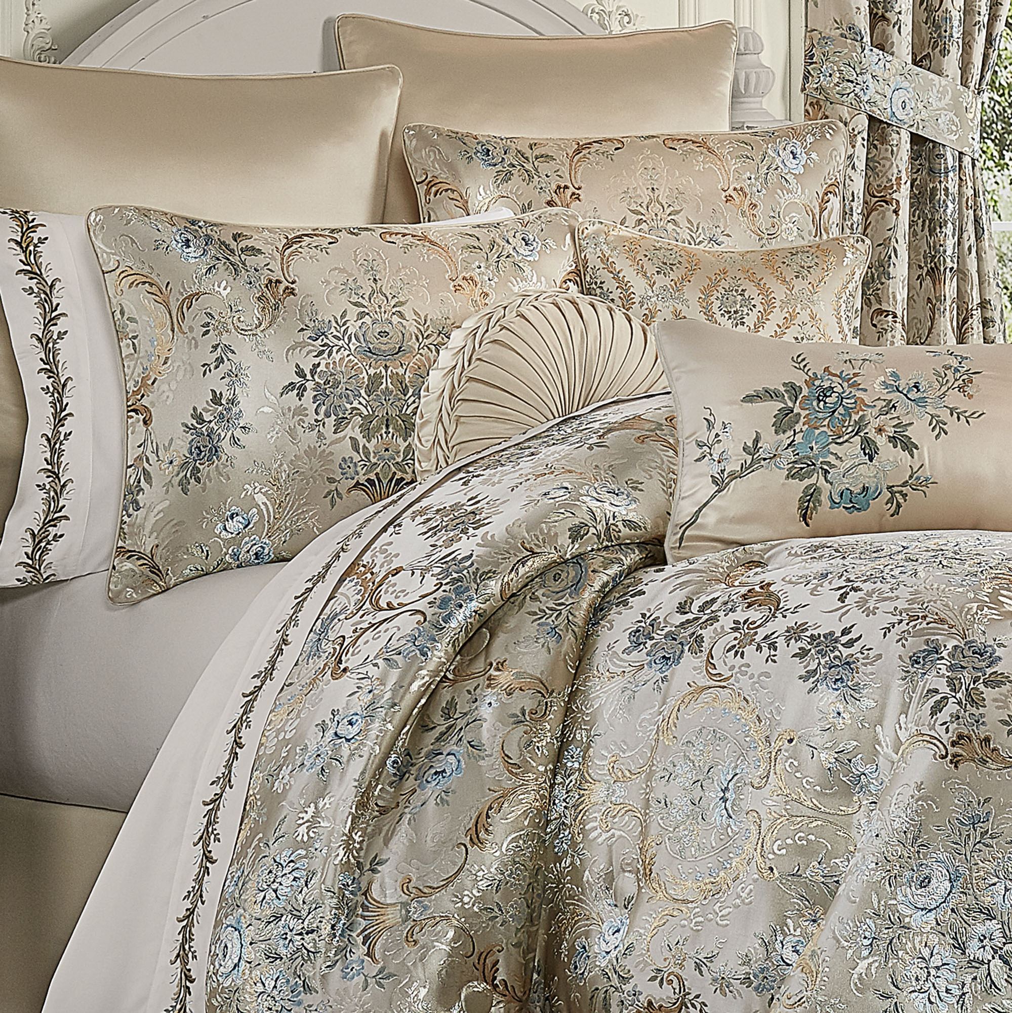 Jacqueline Beige Jacquard Woven Floral Comforter Bedding by J Queen New ...