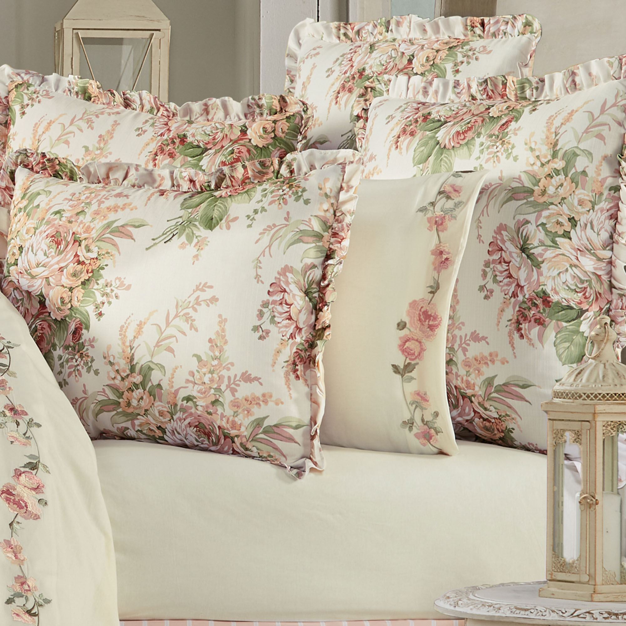 Estelle II Peach Floral Comforter Bedding by Royal Court