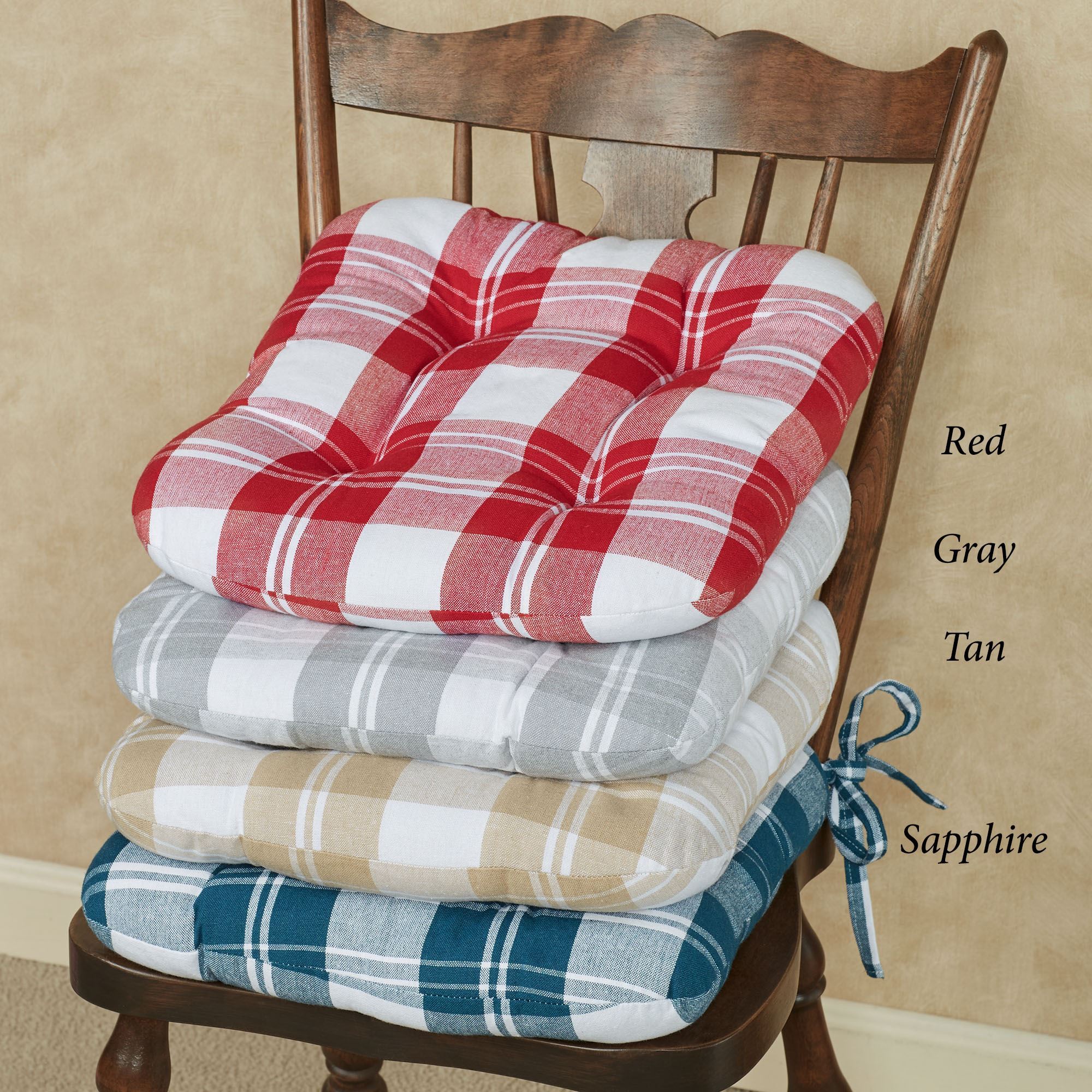 Madison Plaid Chair Pad Cushion Set Of 2 Madison Plaid Chair Pad Cushion Set Of 2