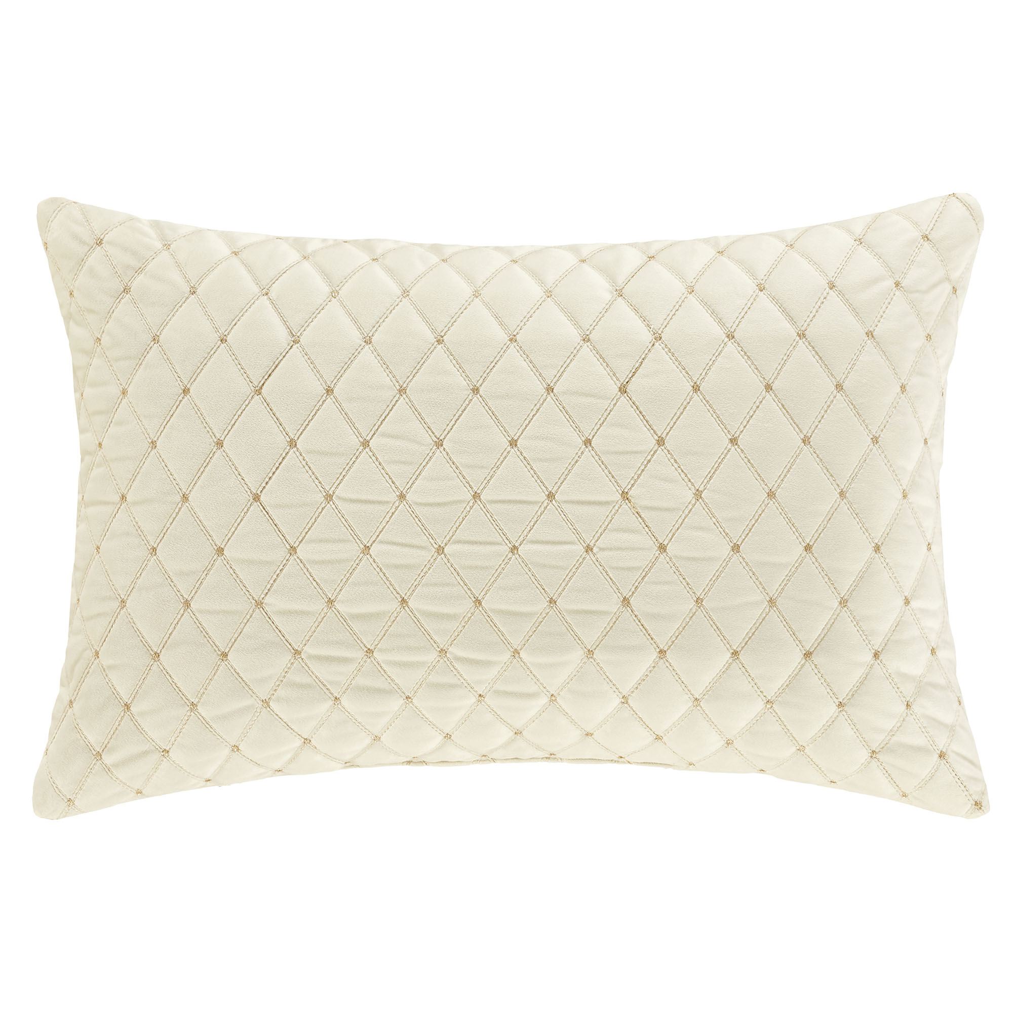 Grandeur Diamond Quilted Rectangle Pillow White | Touch of Class