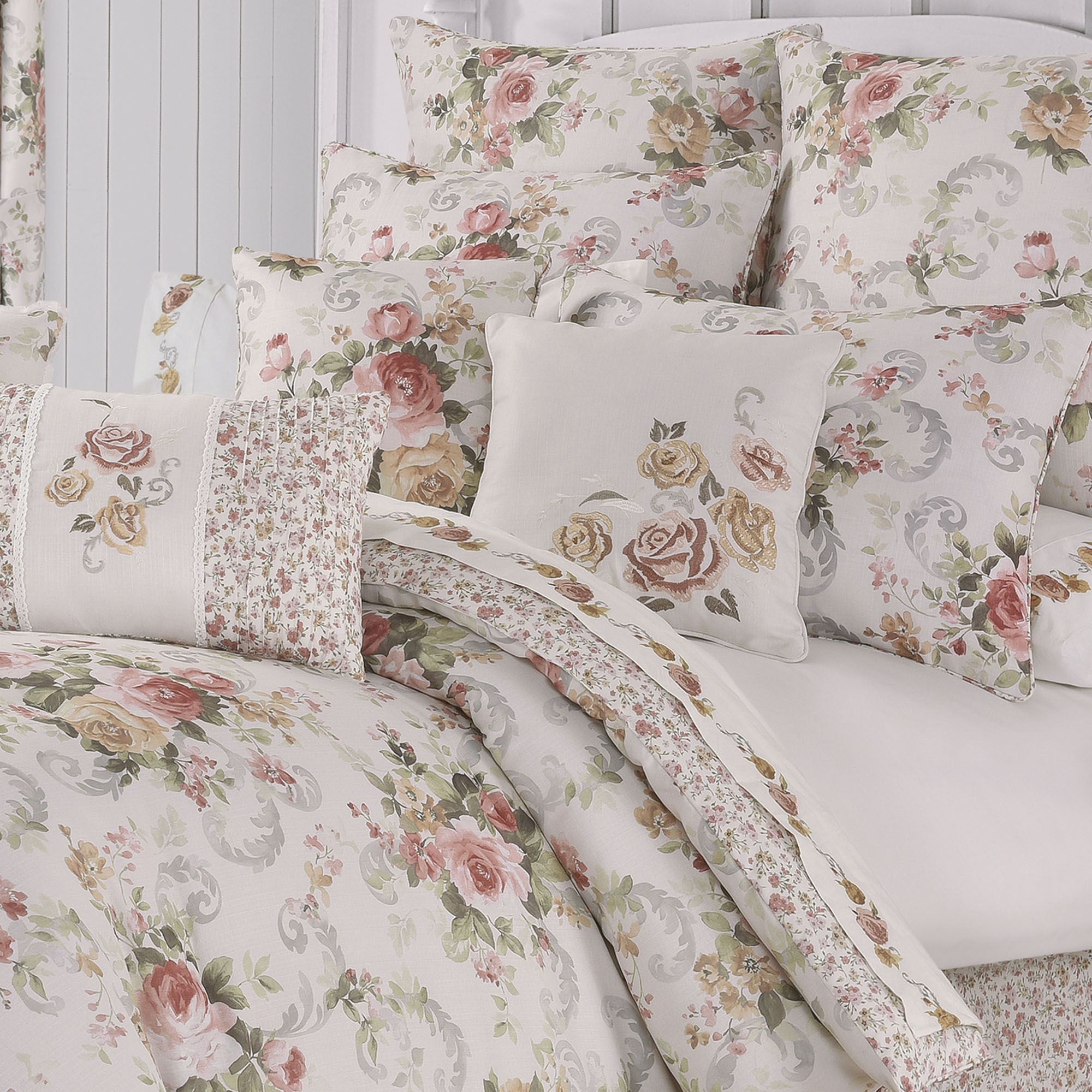 Chablis Reversible Floral Comforter Set Bedding by Royal Court