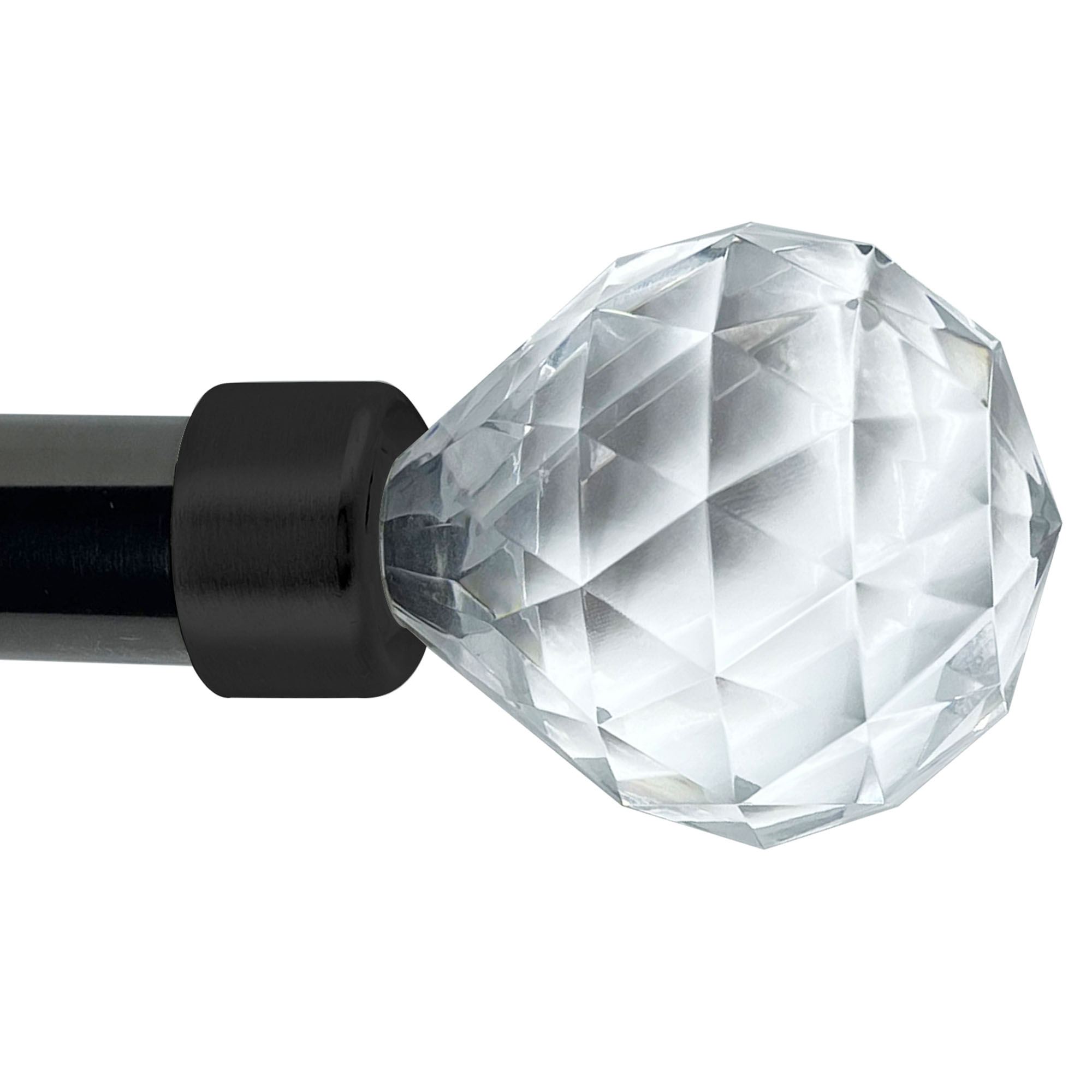 Crystal Curtain Rod Ends Metal Curtain Pole Set Extendable 40cm To