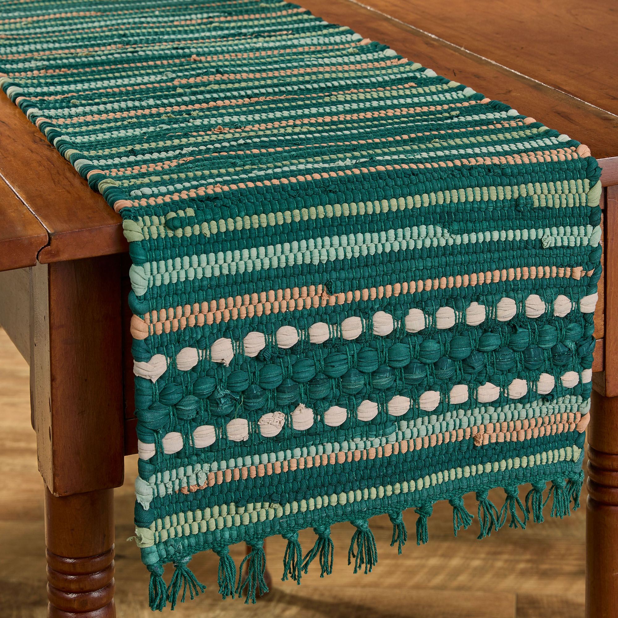 Rainforest Chindi Table Runner Green 13 x 54 | Touch of Class