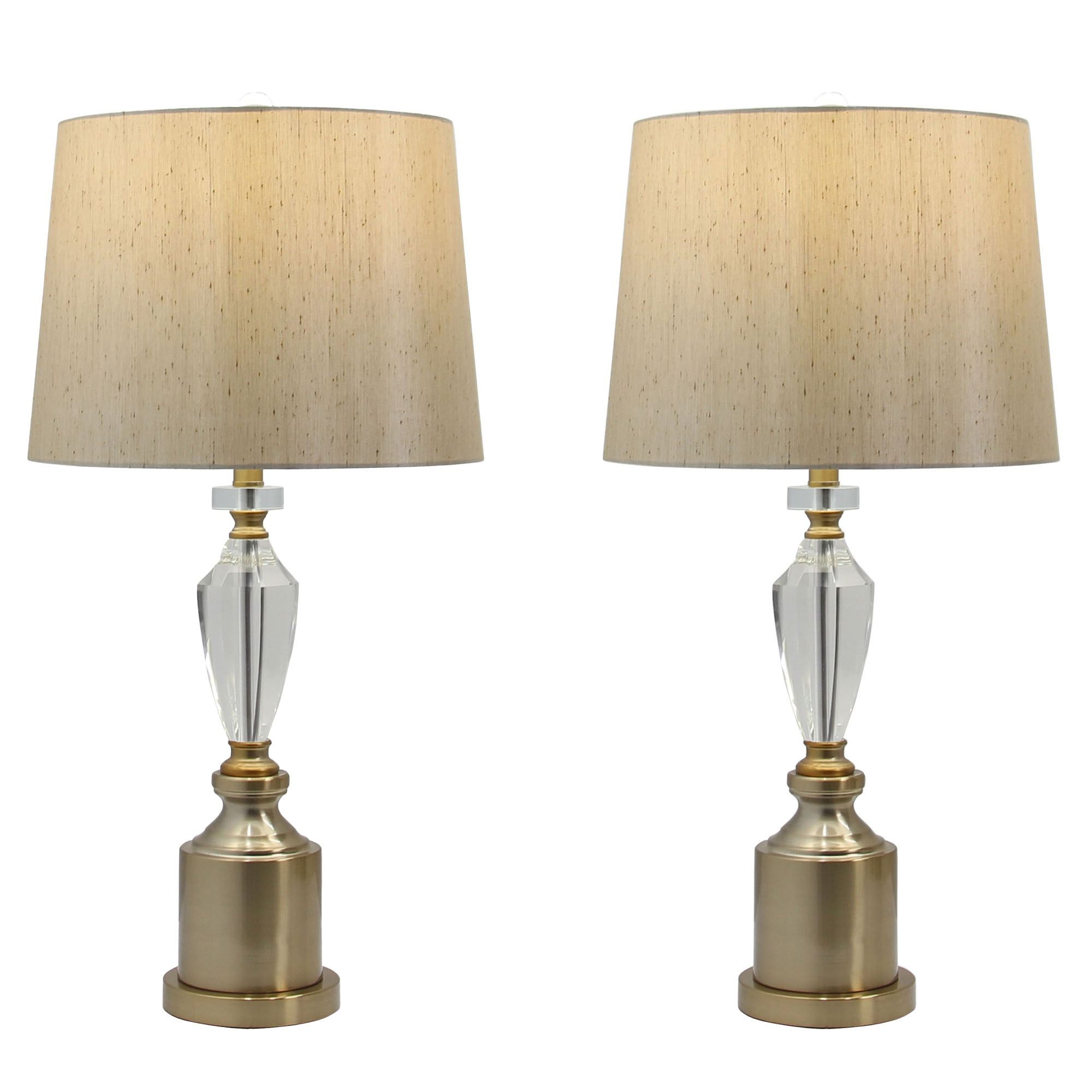 Partierre Table Lamp Pair Satin Brass | Touch of Class