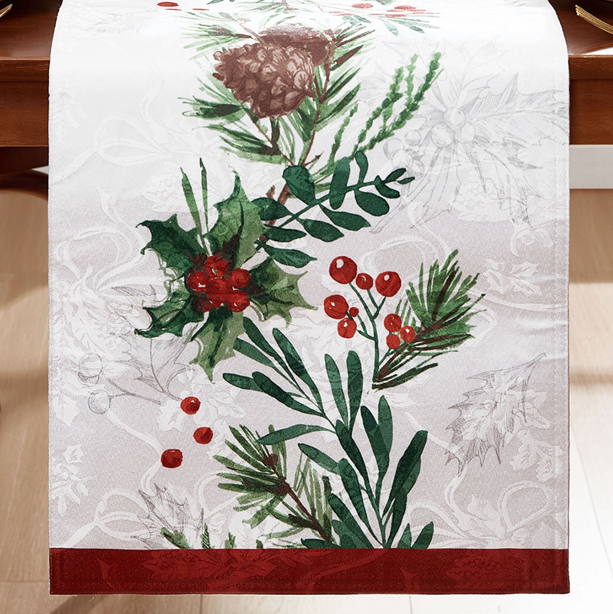 Evergreen Charm Rustic Holiday Rectangle Tablecloth and Table Linens