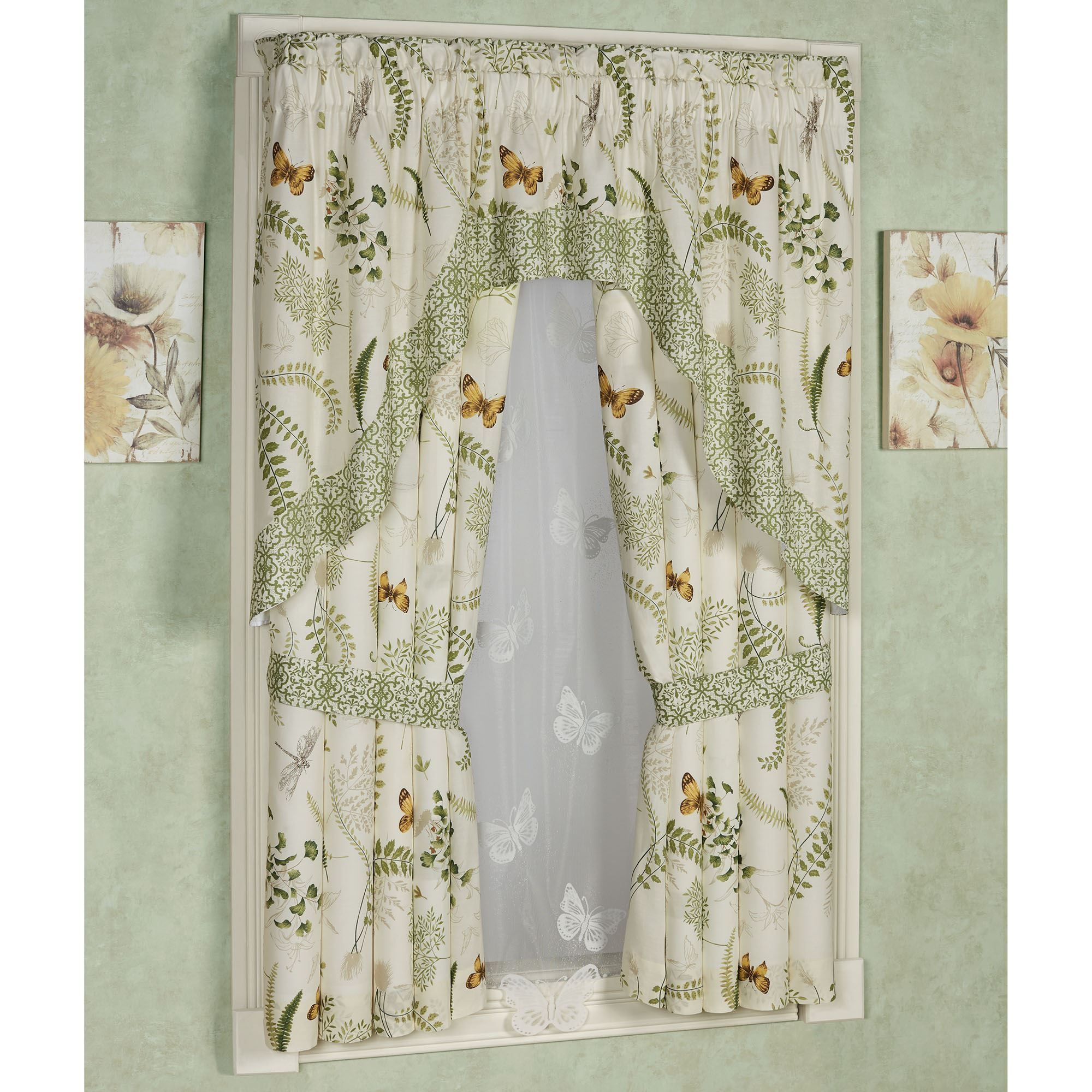 Butterfly Eden Contour Swag Valance Window Treatment