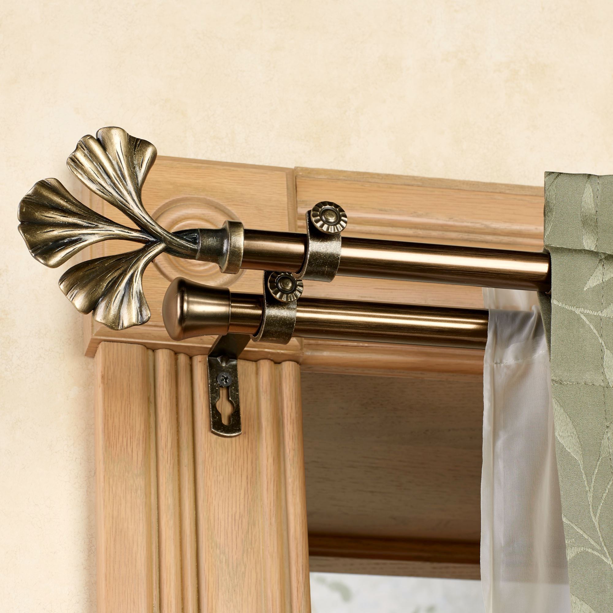 Fortune Ginkgo Leaf Double Curtain Rod Set Fortune Ginkgo Leaf Double Curtain Rod Set